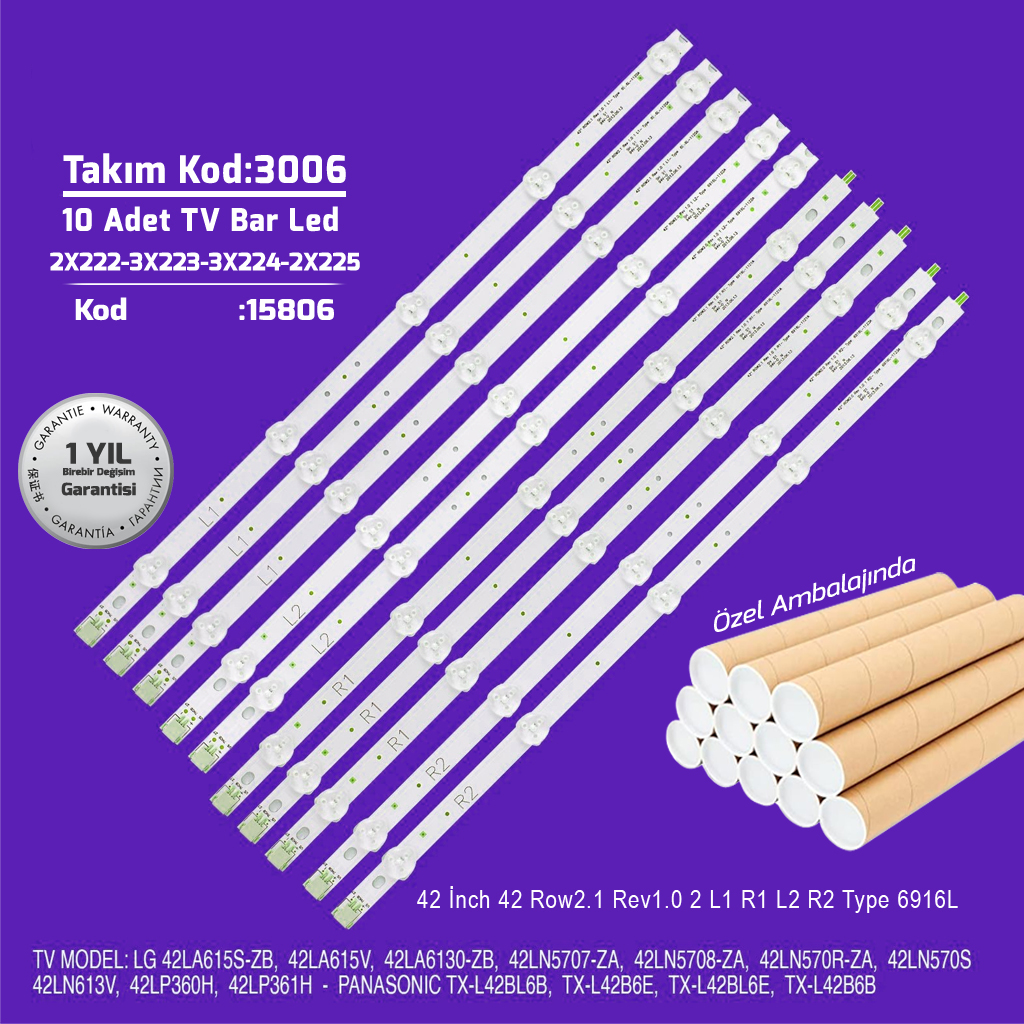 42'' 42 Row2.1 Rev1.0 2 L1 R1 L2 R2 Type 6916L 1318A 1520A 1521A 1508A 10adet Bar Led|P.O.K.E ...